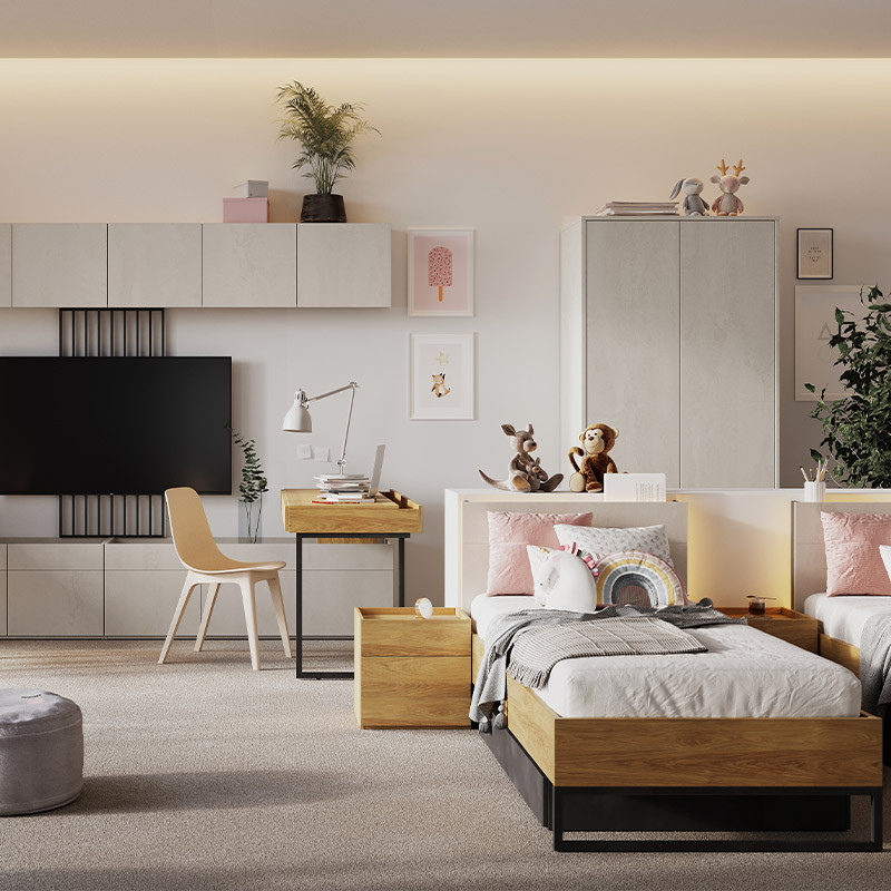 Lit ado 90x200 avec tiroir et éclairage - TEEN FLEX