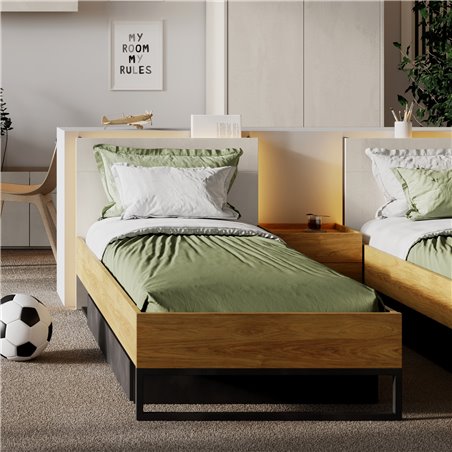 Lit ado 120x200 TEEN FLEX avec tiroir de rangement et éclairage