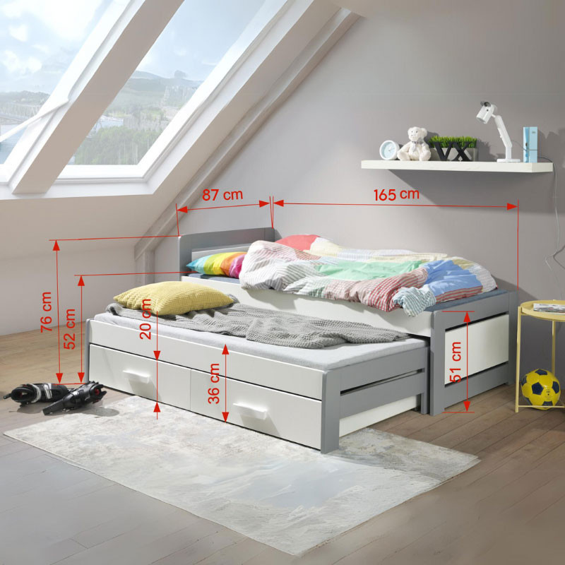 Lit TIESTO avec tiroirs 2 places